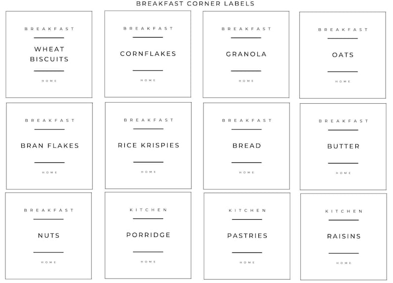 Breakfast Cereal Printable Labels A4 Size Ready to Print - Etsy