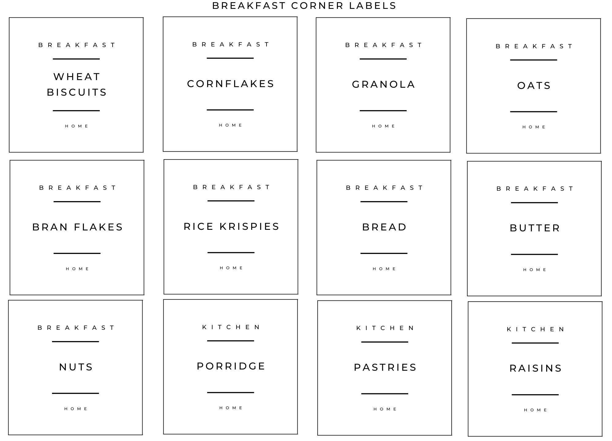 Breakfast Cereal Printable Labels A4 Size Ready to Print - Etsy UK