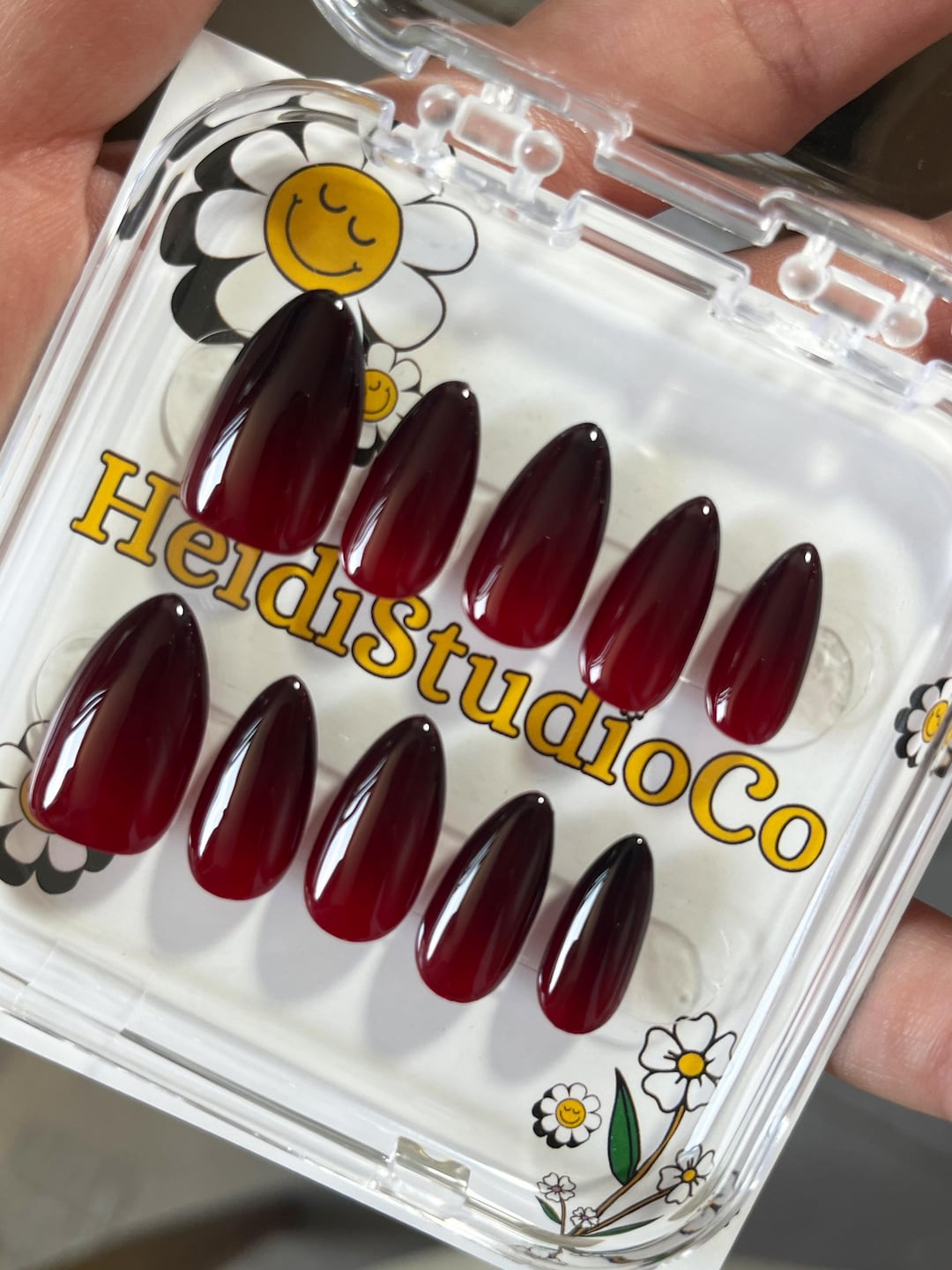 Blood Red and Black Press on Nails, Fake Nails, Luxury Hand-made ...