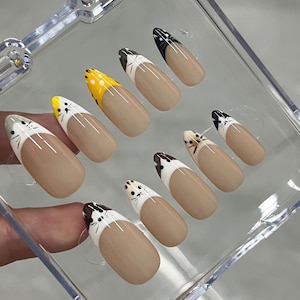 Cute Cat French Pet Press on Nails, Kitten Fake Nails, Luxury Hand-made ...