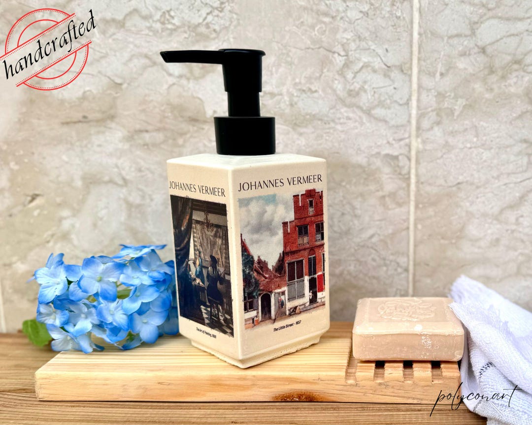 Johannes Vermeer Inspired Concrete Soap Dispenser Handmade UV Printed ...