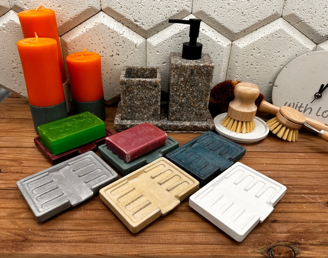 Concrete Soap Dish,minimalist Cement Soap Holder Draining,kitchen Dish ...