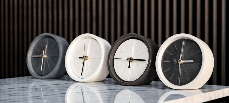 Handmade Concrete Desktop Silent Clock, Personalized Modern Table Clock ...