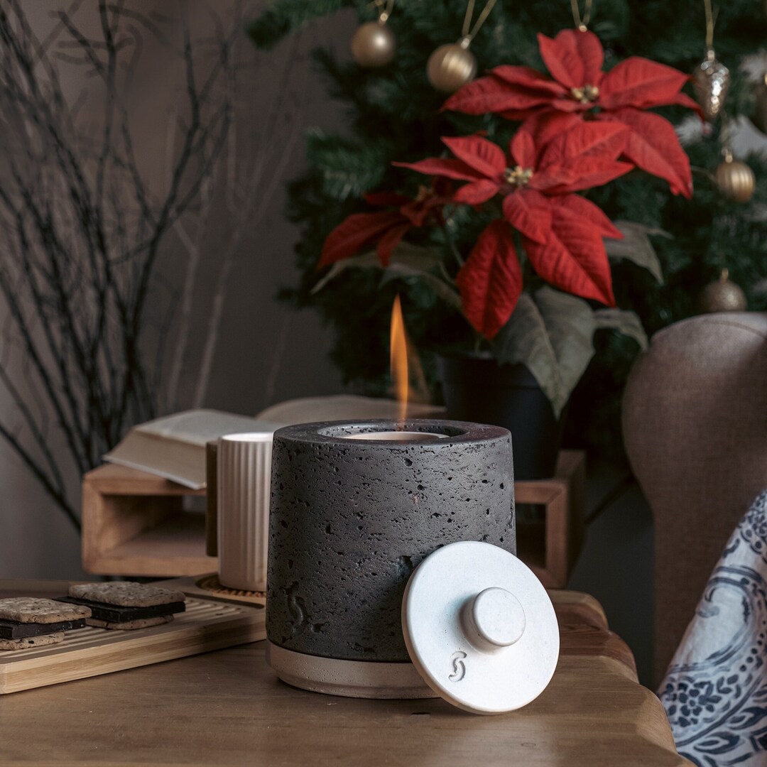 Poly Round Mini Desktop Fire Pit, Indoor Decoration Portable Fireplace ...