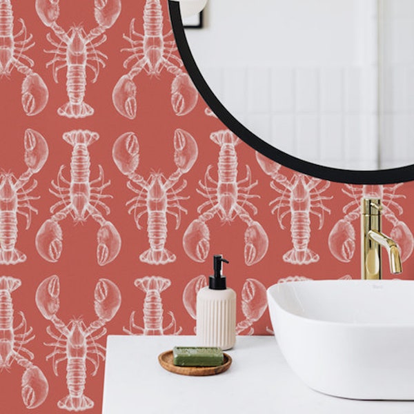 Lobster Peel and Stick Wallpaper - Etsy