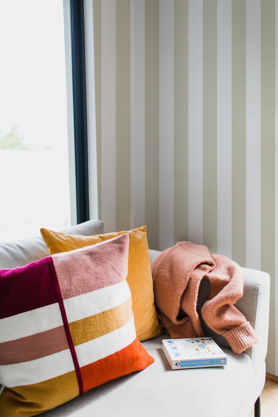 Grey and White Striped Modern Removable Peel and Stick Wallpaper, Light ...