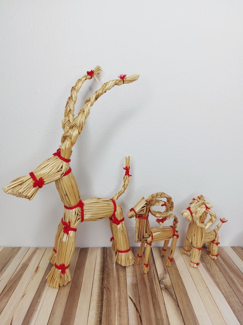 Traditional Finnish Straw Goats Handmade Christmas Decorations 3 Pcs ...