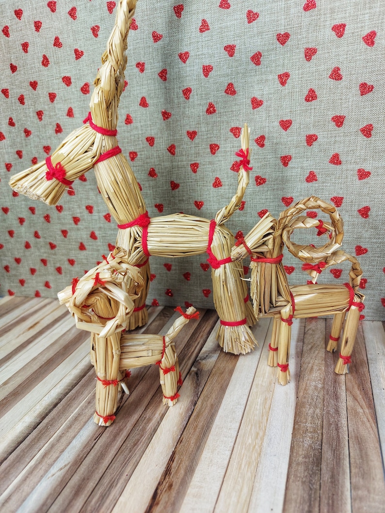 Traditional Finnish Straw Goats Handmade Christmas Decorations 3 Pcs ...