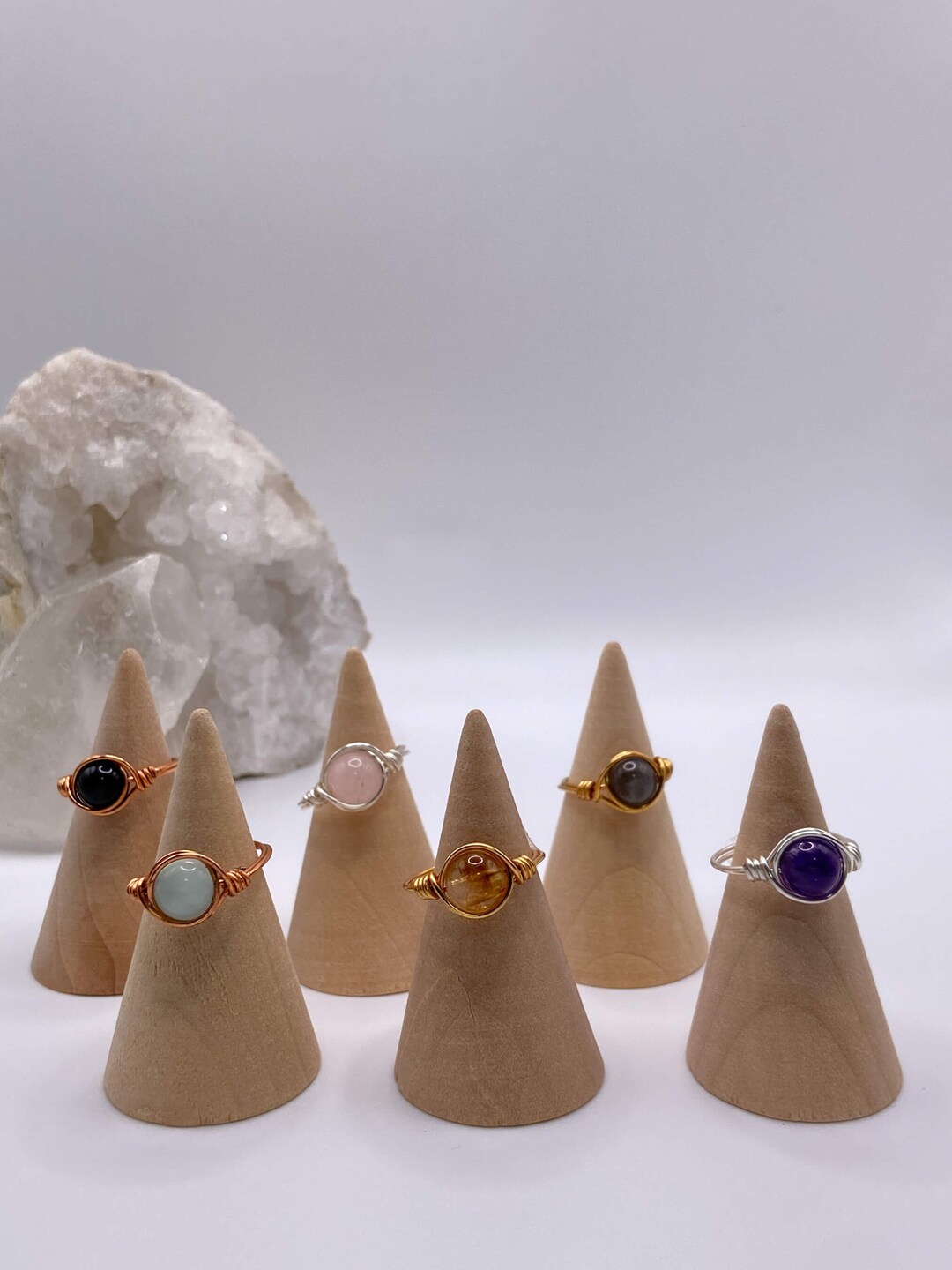 Handmade Crystal Rings, Wire Wrapped Gemstone Rings, Healing Crystal ...