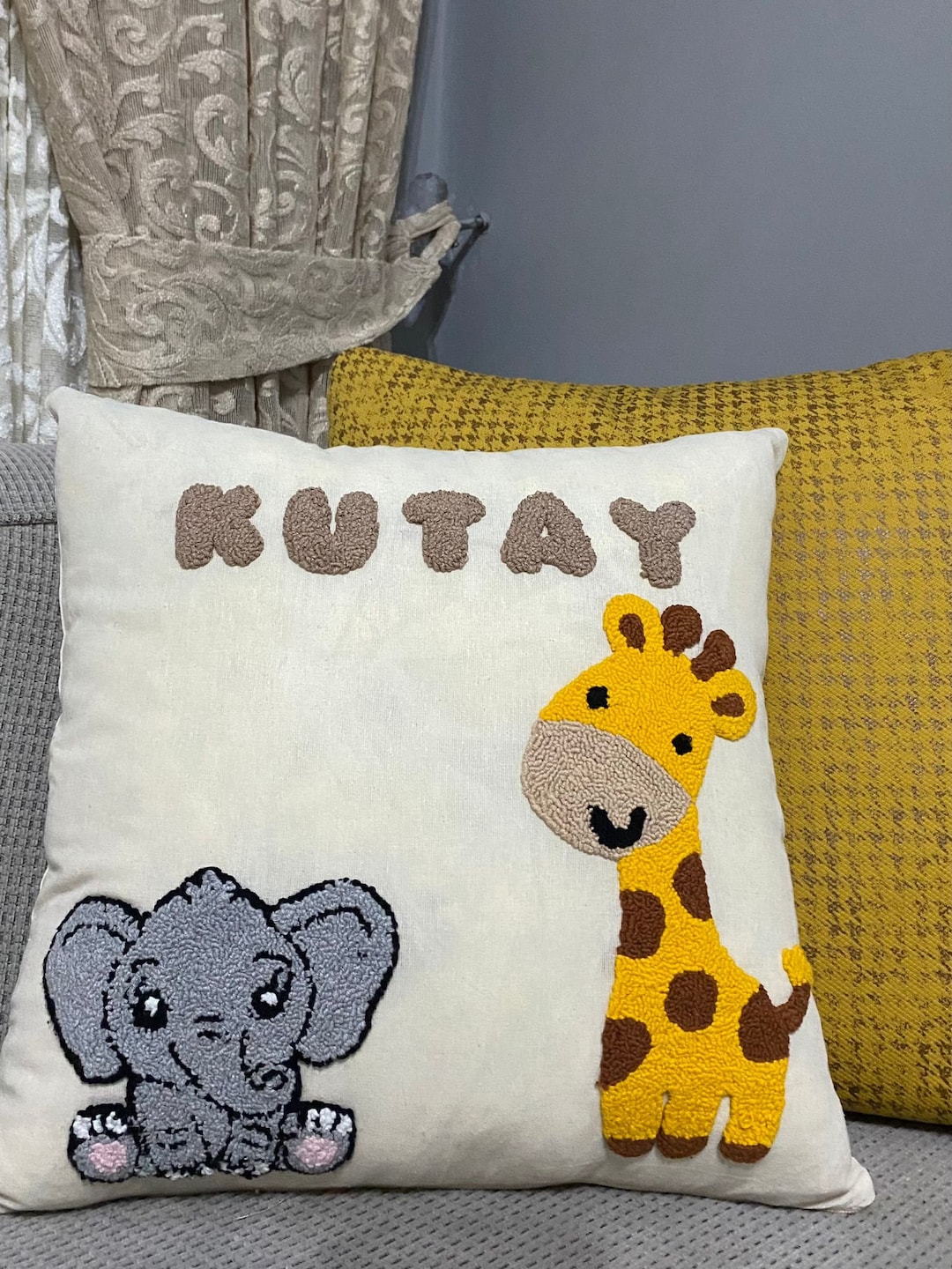Personalized Named Baby Pillow, Animal Print Throw Pillow, Personalized ...