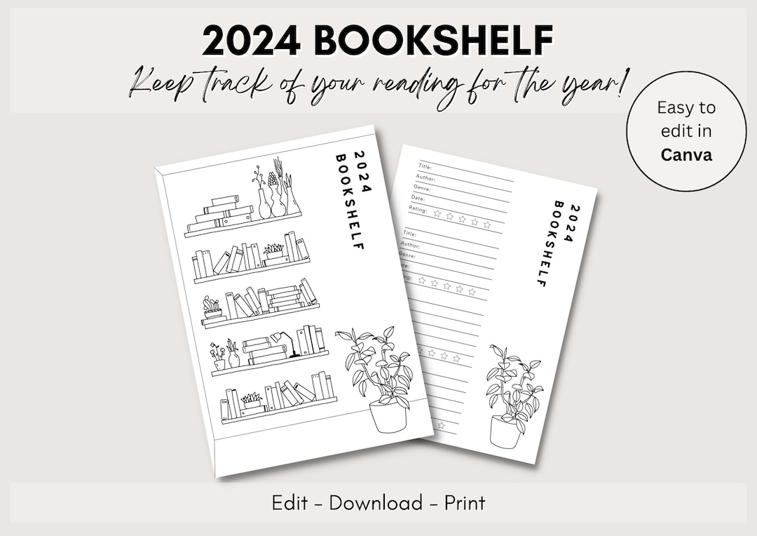 Minimal Bookshelf Printable Template, 2024 Books to Read, Books I've ...