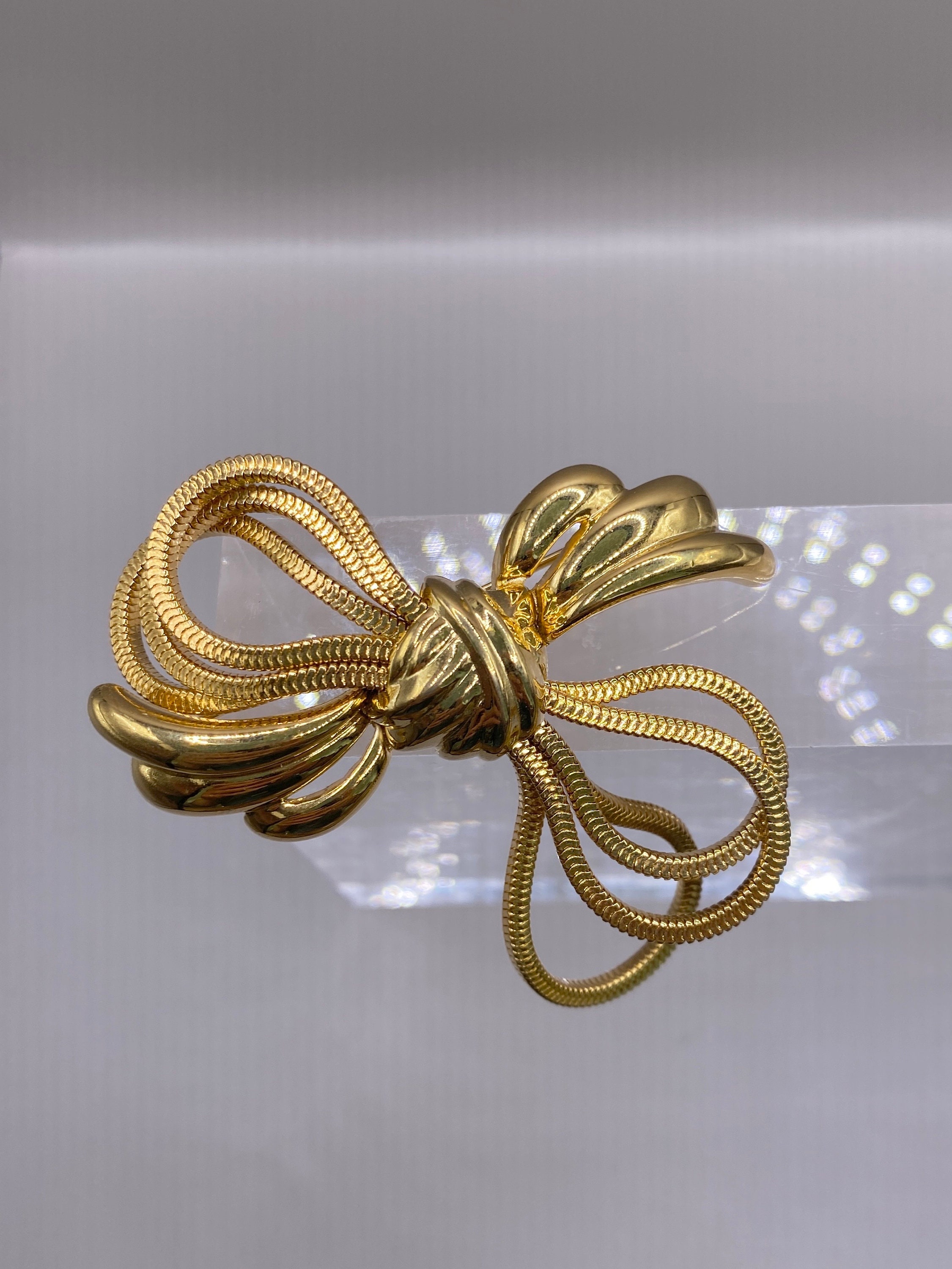 Vintage 1980s Signed Monet Designer Gold Tone Large Statement Brooch, Gorgeous Romantic Design ...