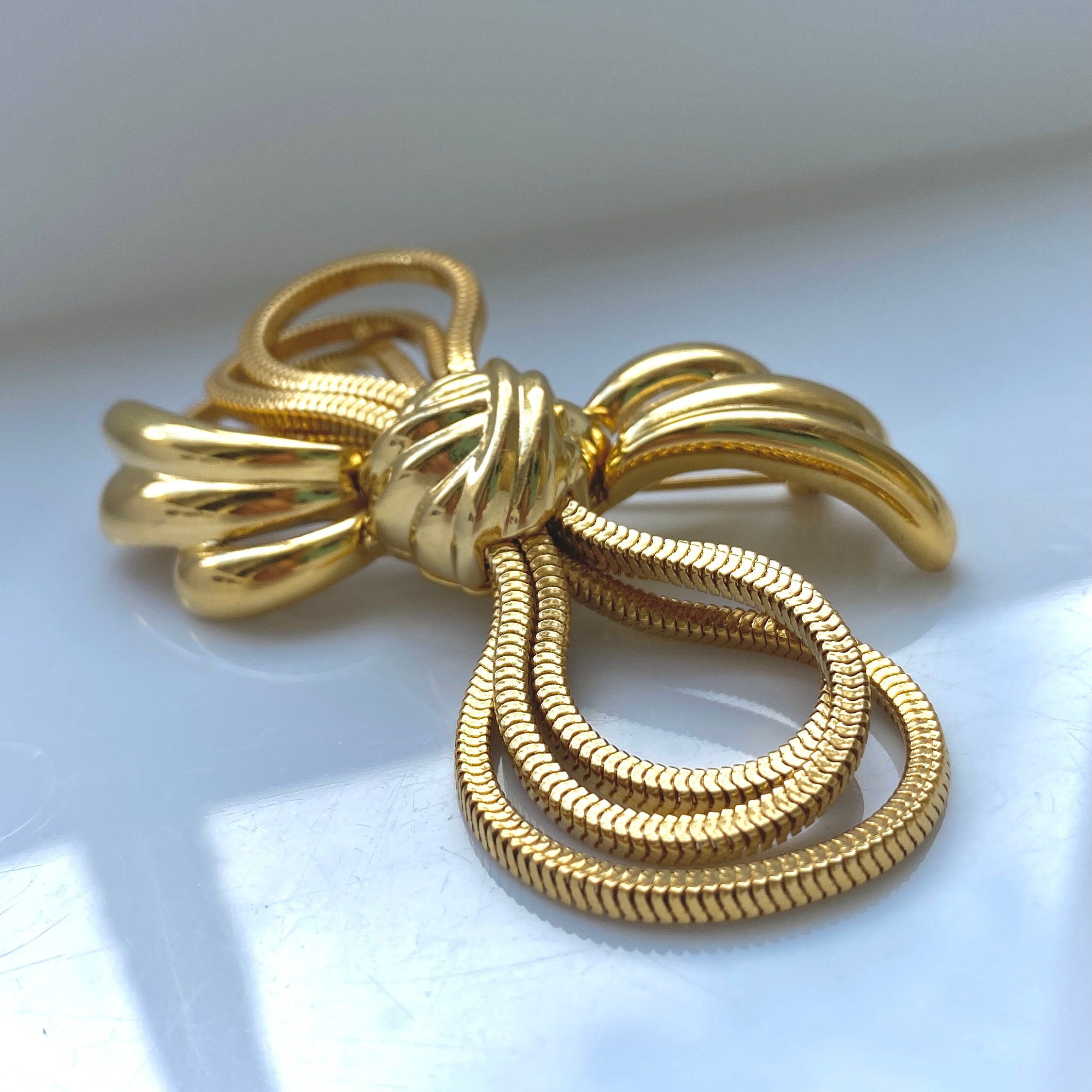 Vintage 1980s Signed Monet Designer Gold Tone Large Statement Brooch ...