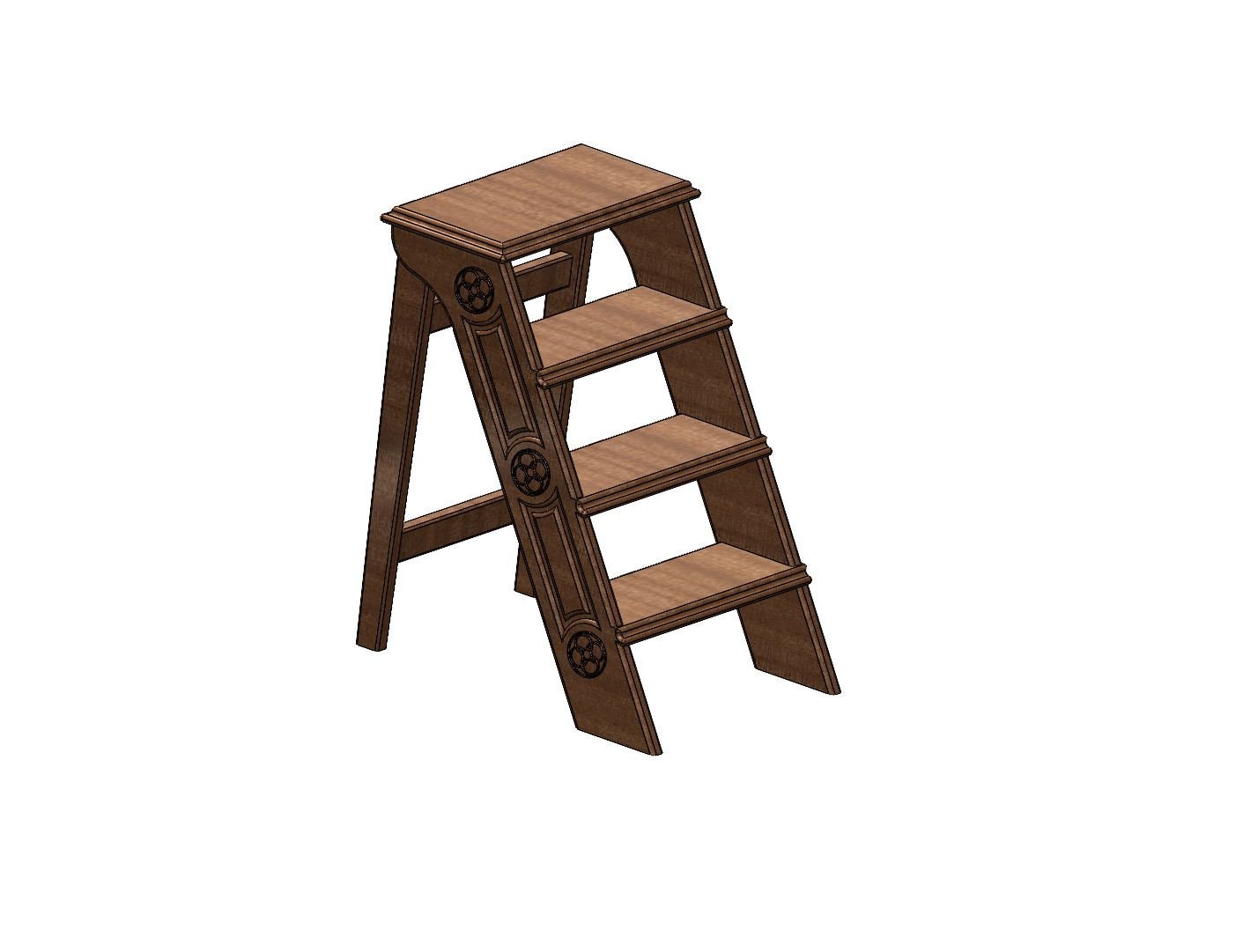 STL File Antique French Mahogany Folding Step Ladder With Four Steps ...