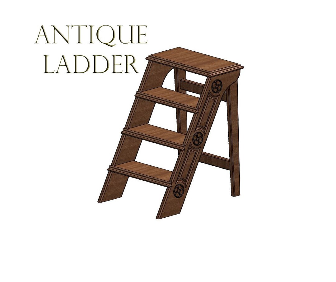 STL File Antique French Mahogany Folding Step Ladder With Four Steps ...