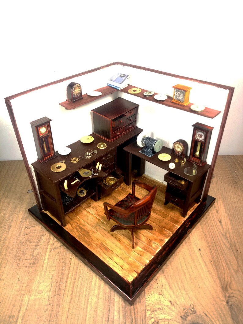 Vintage Clock Makers Diorama Art Work Free Shipping With Tracking ...