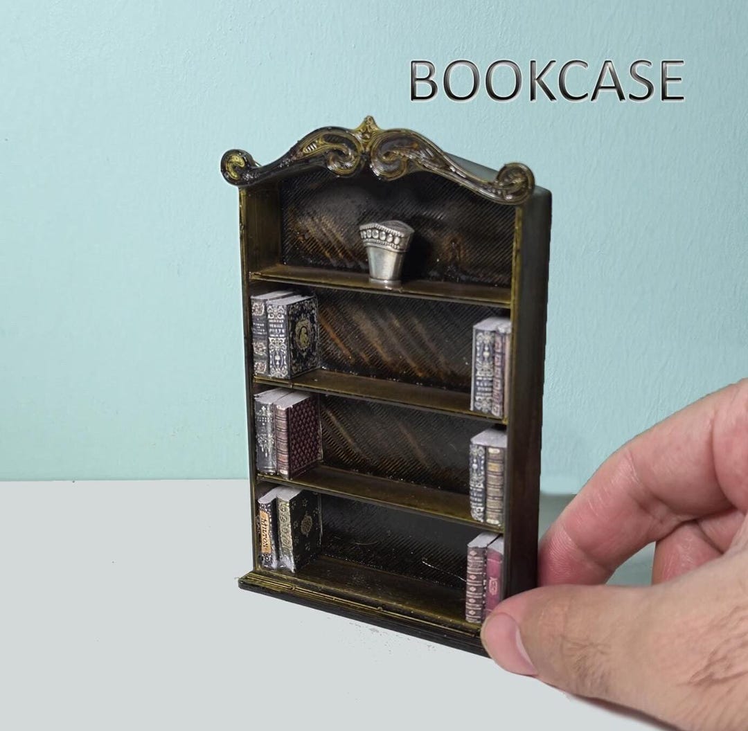 STL File Miniature Bookshelf-bookcase - Miniature Furniture Digital STL ...