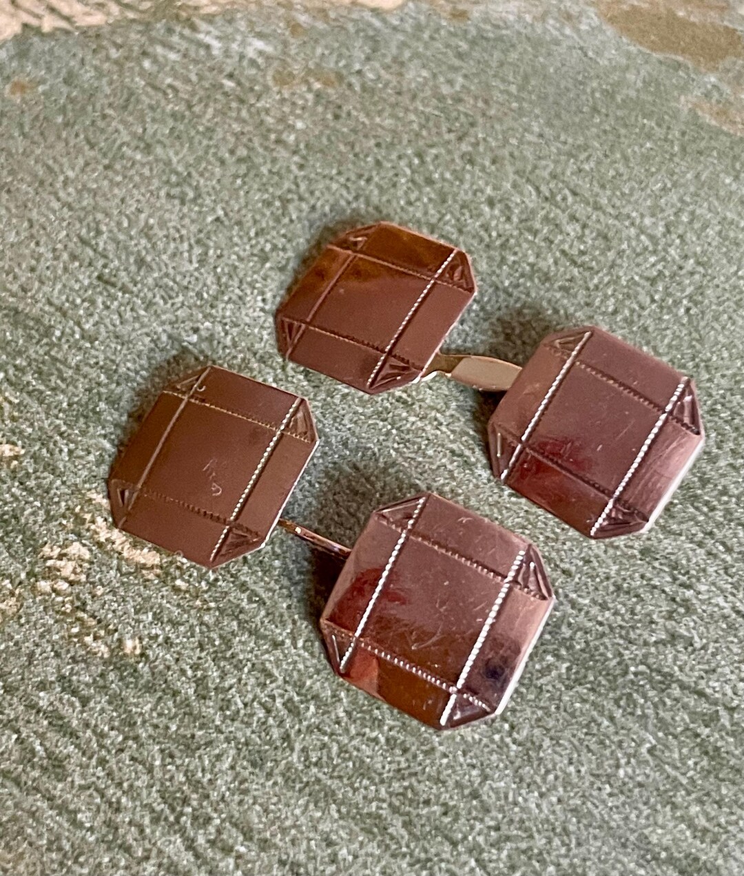 Elegant Antique Art Deco Double Octagon Shape Cufflinks in Rose Gold ...