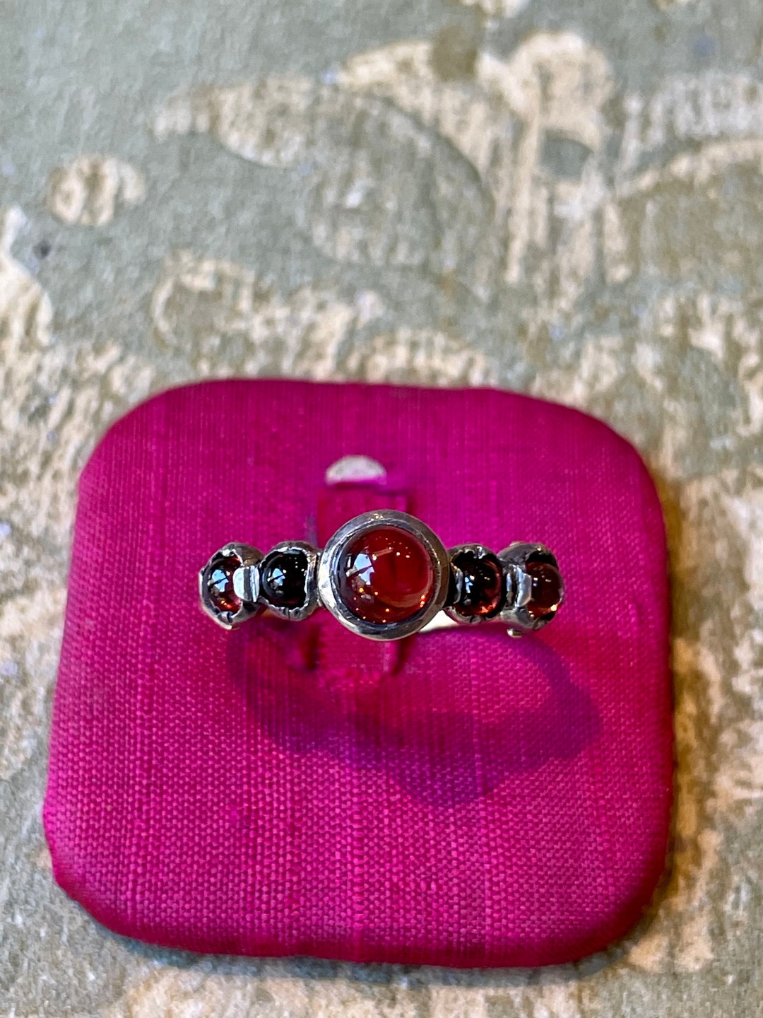 Vintage Edwardian Era Wedding Ring With Bassartine, Mandarin Garnet ...