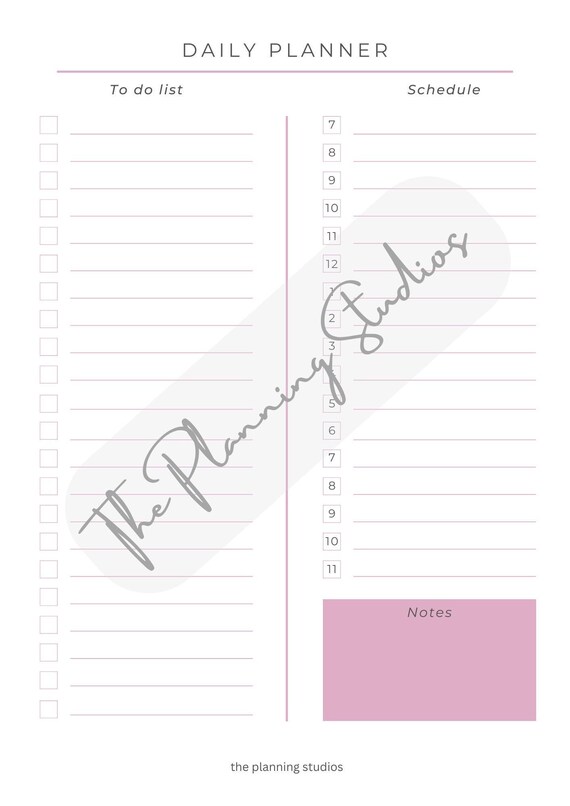 Downloadable/printable Daily Planner Simple Design - Etsy