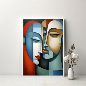Abstract Art Two Face Art Print - Etsy