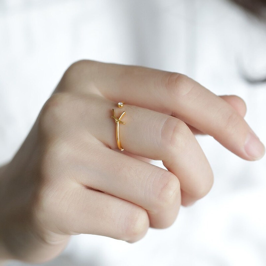 Custom Personalized Adjustable Letter Ring, Initial Rings, Personalized Jewelry, Couple Letter ...