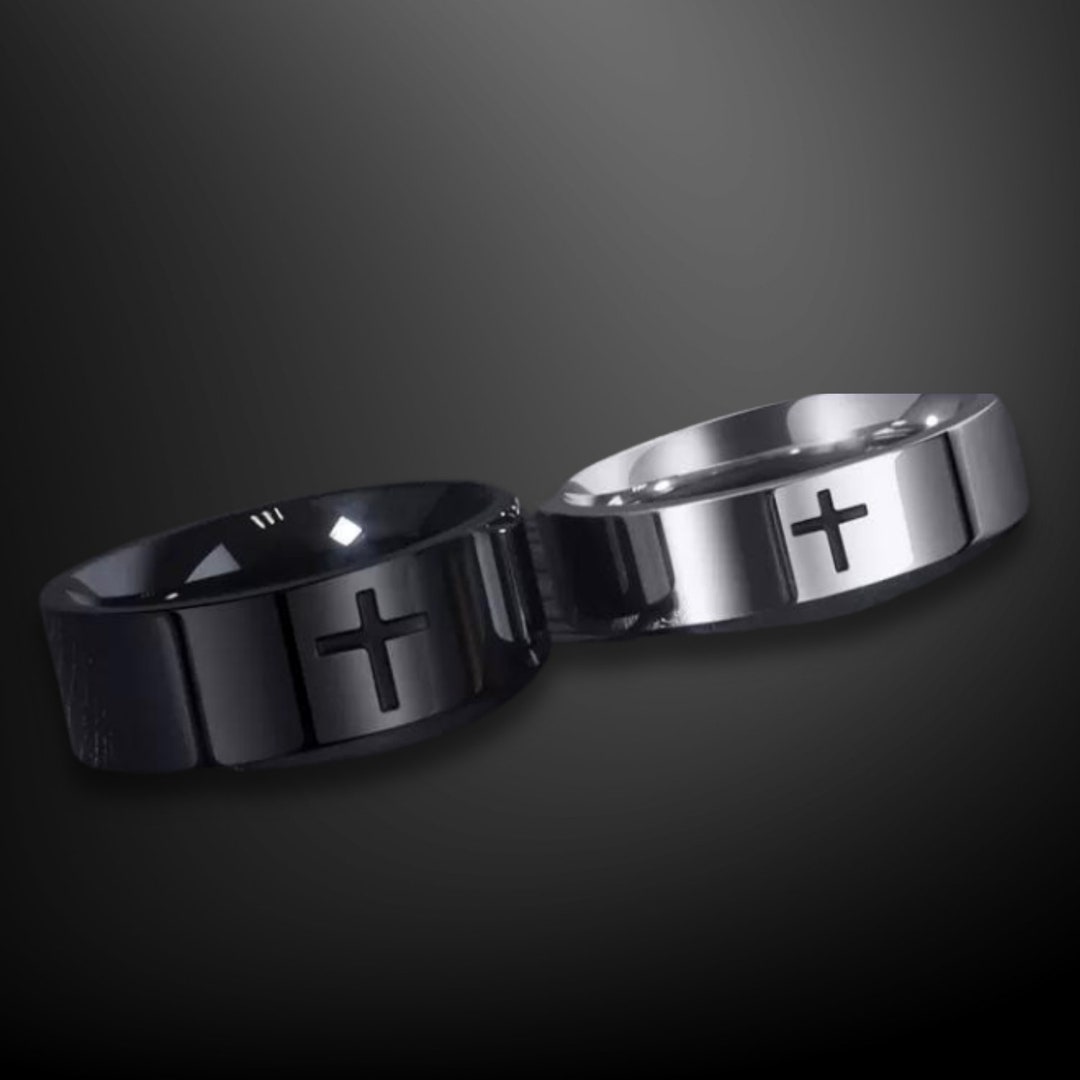 The Christian Cross Ring, Black Cross Ring, Silver Cross Rings for Men ...
