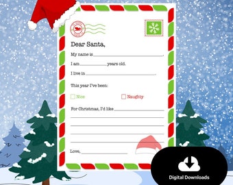 Santa Letter Editable Template Printable Instant Download - Etsy
