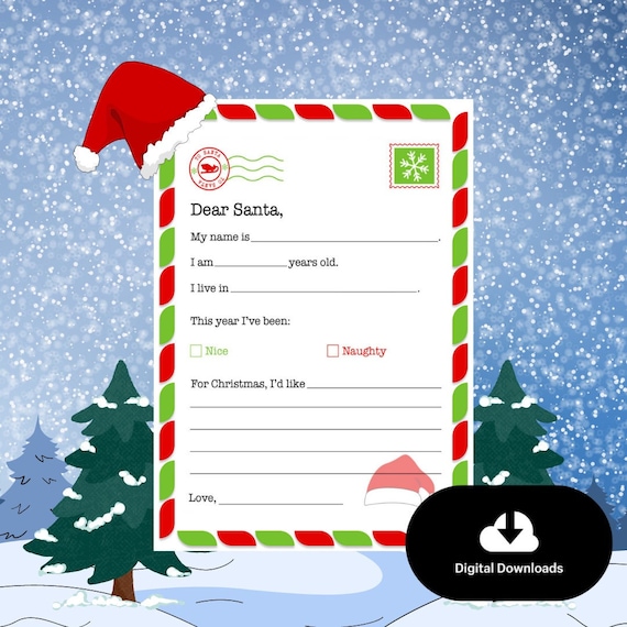 Santa Letter Template Printable/digital Download - Etsy