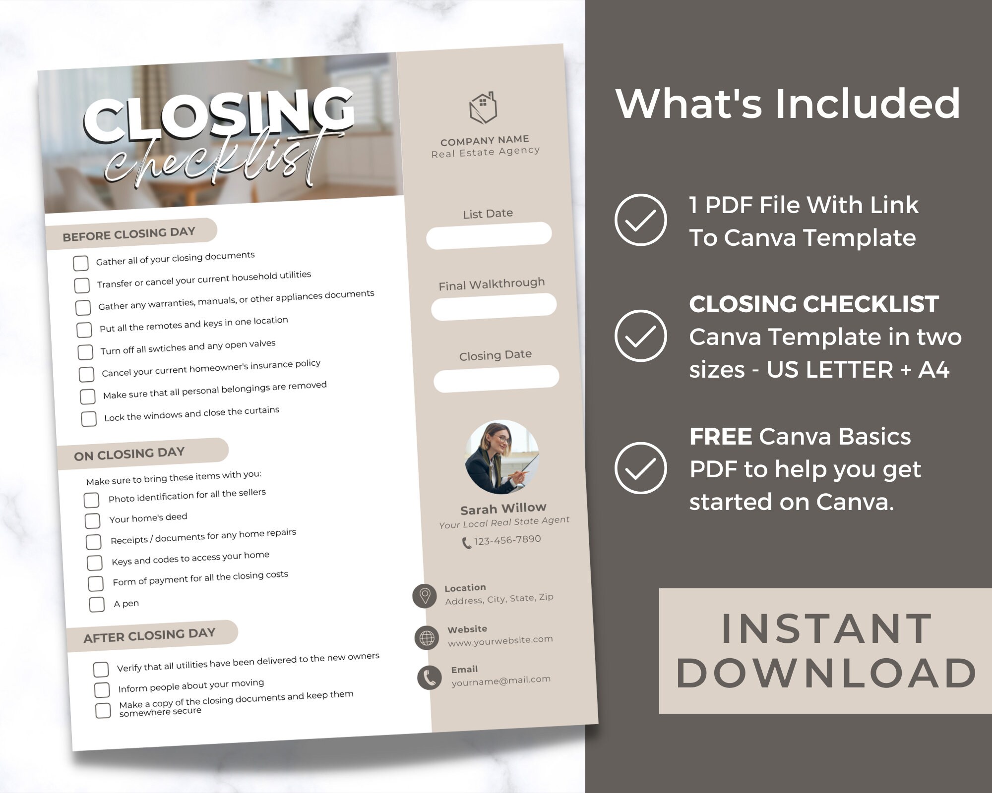 Closing Checklist | Real Estate Closing Checklist Template | Real ...