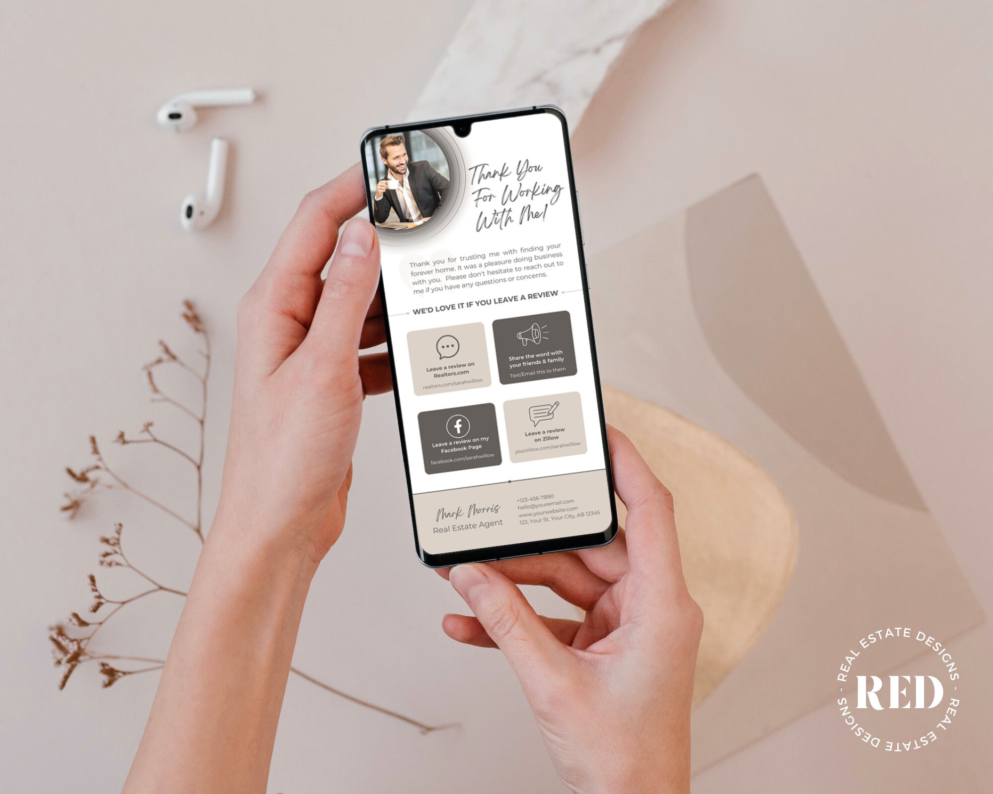 REALTOR Review Request Textable Card Real Estate Agent Branding Canva ...