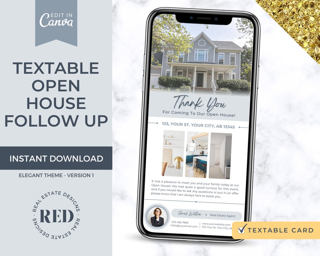 Open House Thank You Textable Card | Real Estate Textable Card | Canva ...