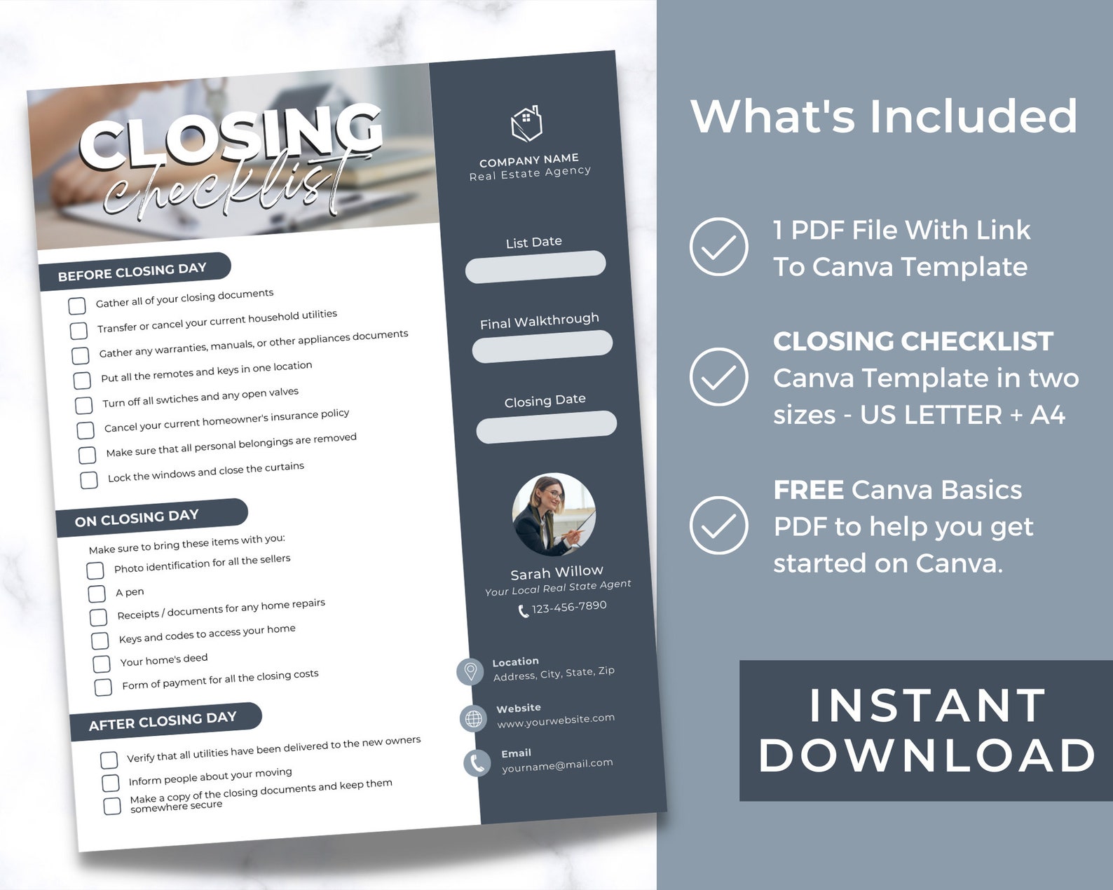 Real Estate Closing Checklist Template | Closing Checklist | Real ...