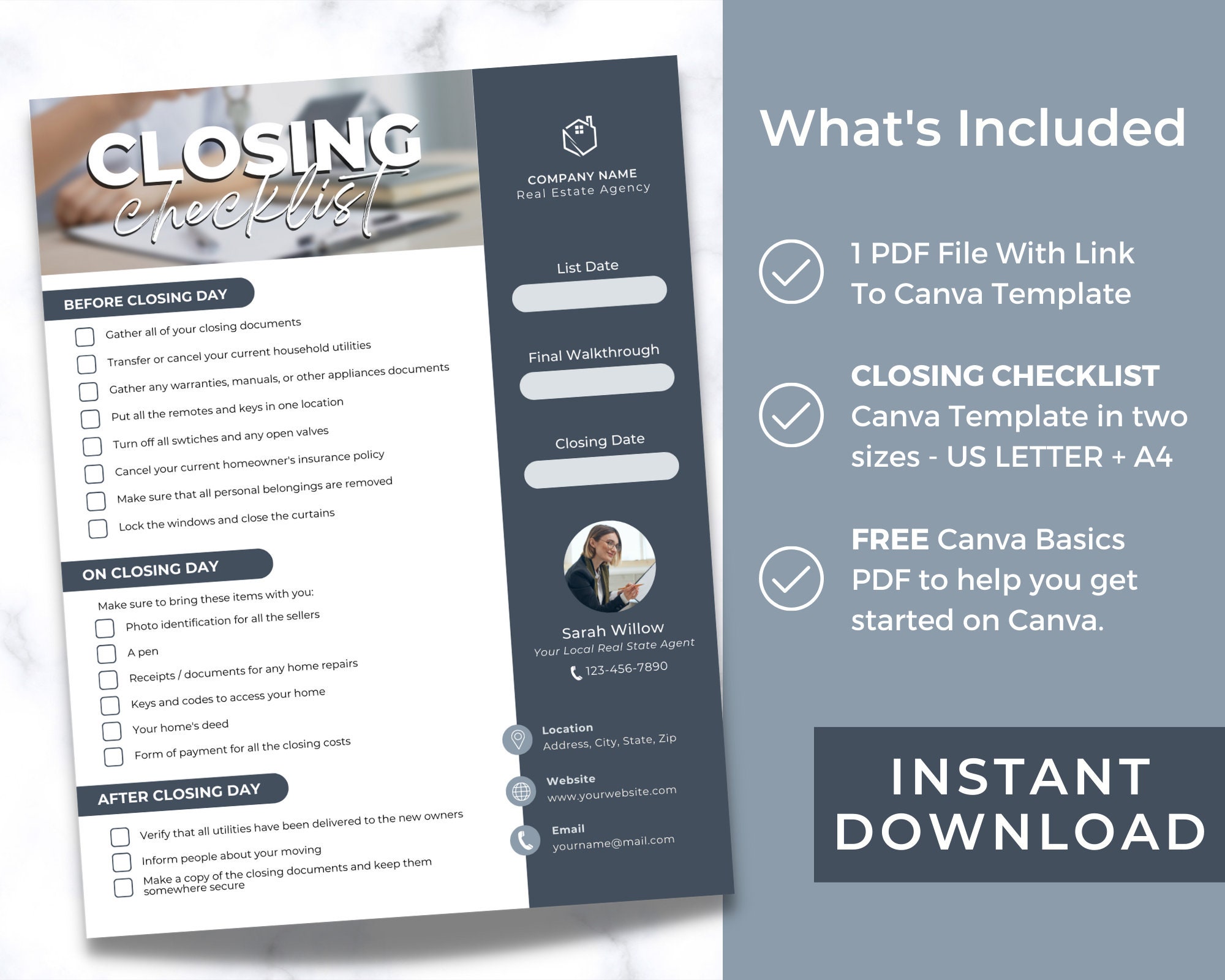 Real Estate Closing Checklist Template | Closing Checklist | Real ...