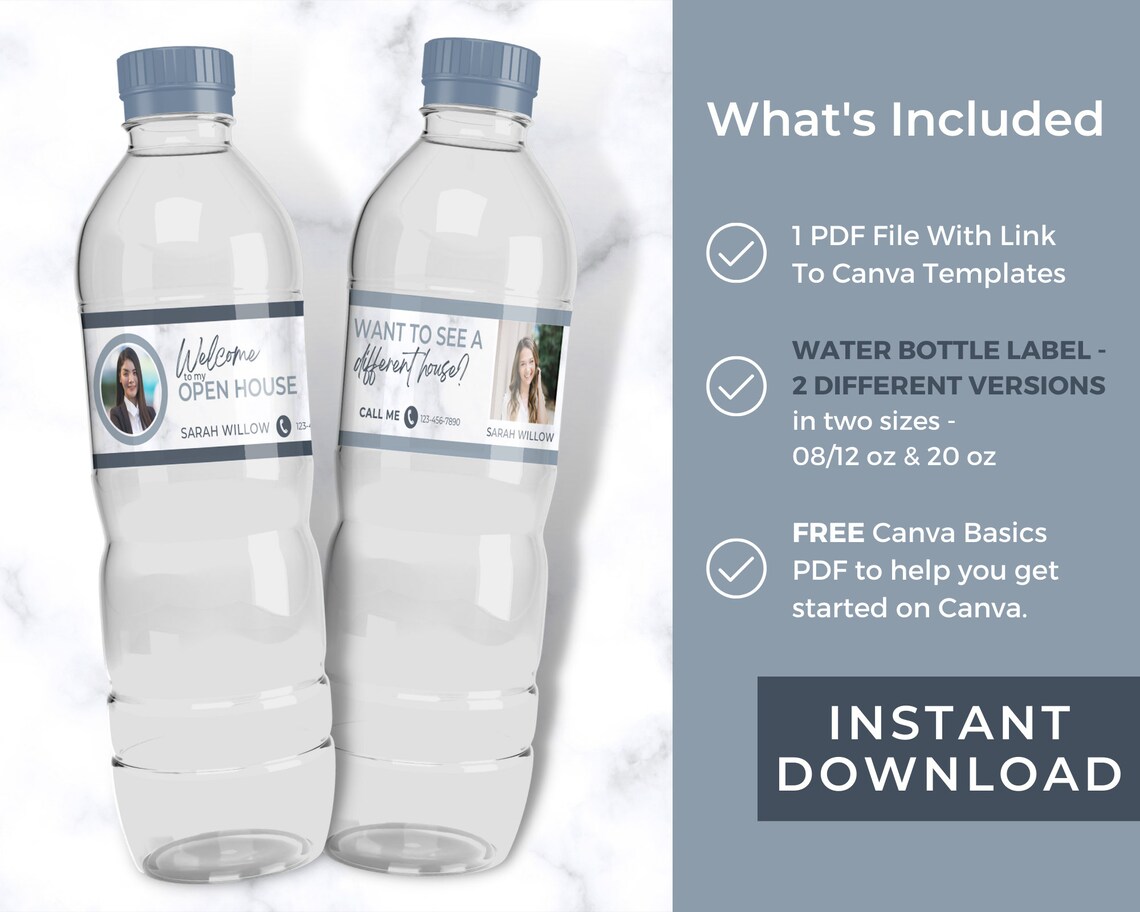 REALTOR Water Bottle Label, Realtor Marketing, Open House, Real Estate ...