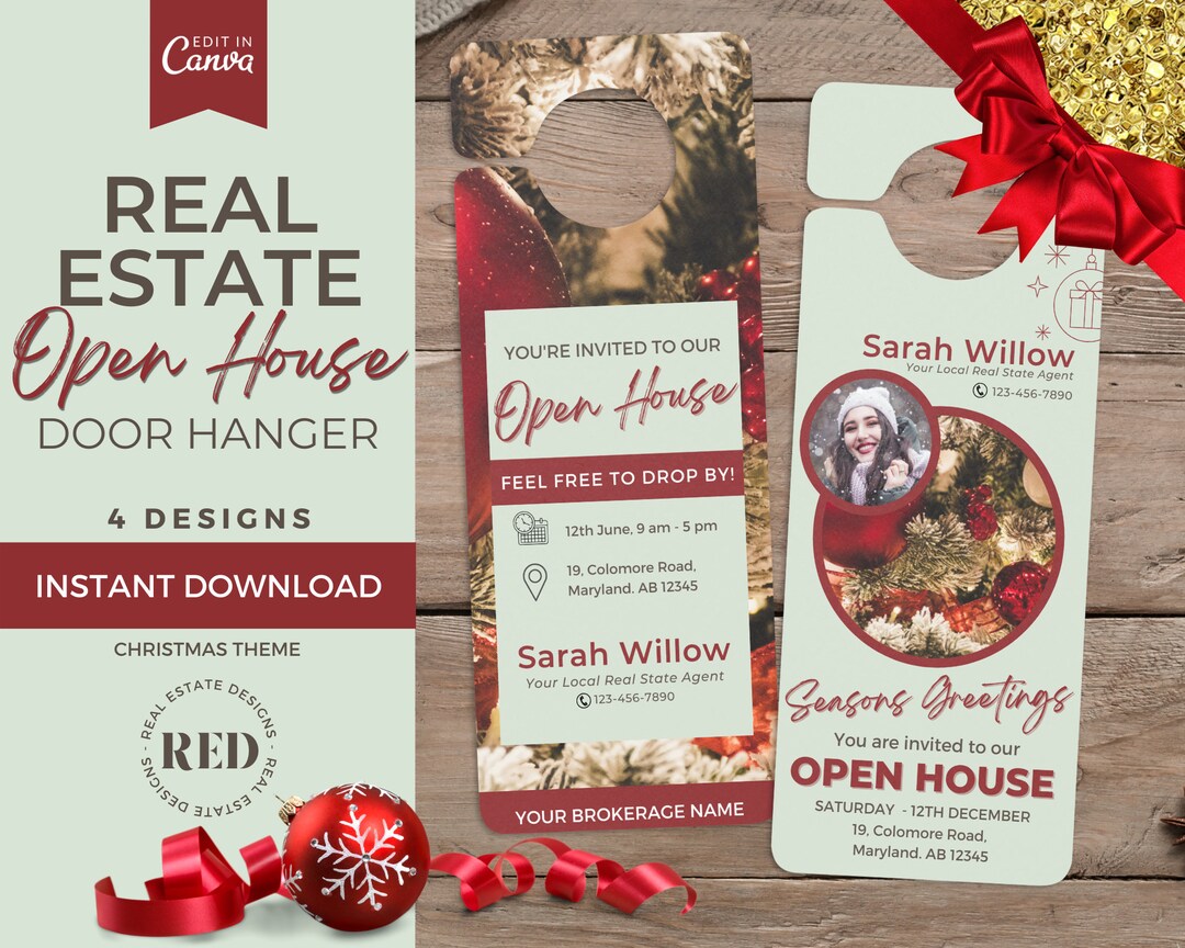 REALTOR Christmas Open House Door Hanger | Neighbor Prospecting | Real ...