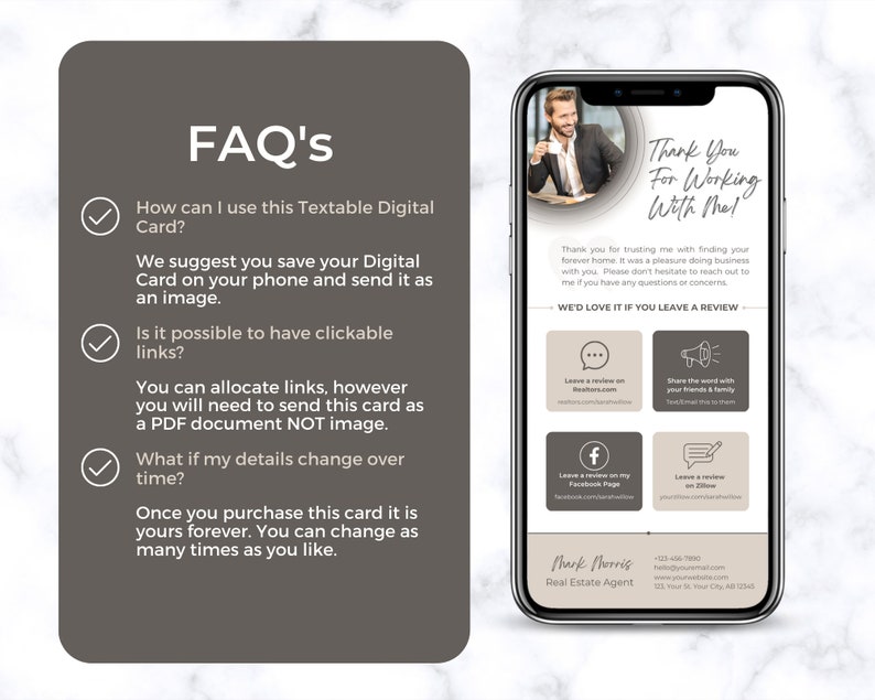 REALTOR Review Request Textable Card Real Estate Agent Branding Canva ...