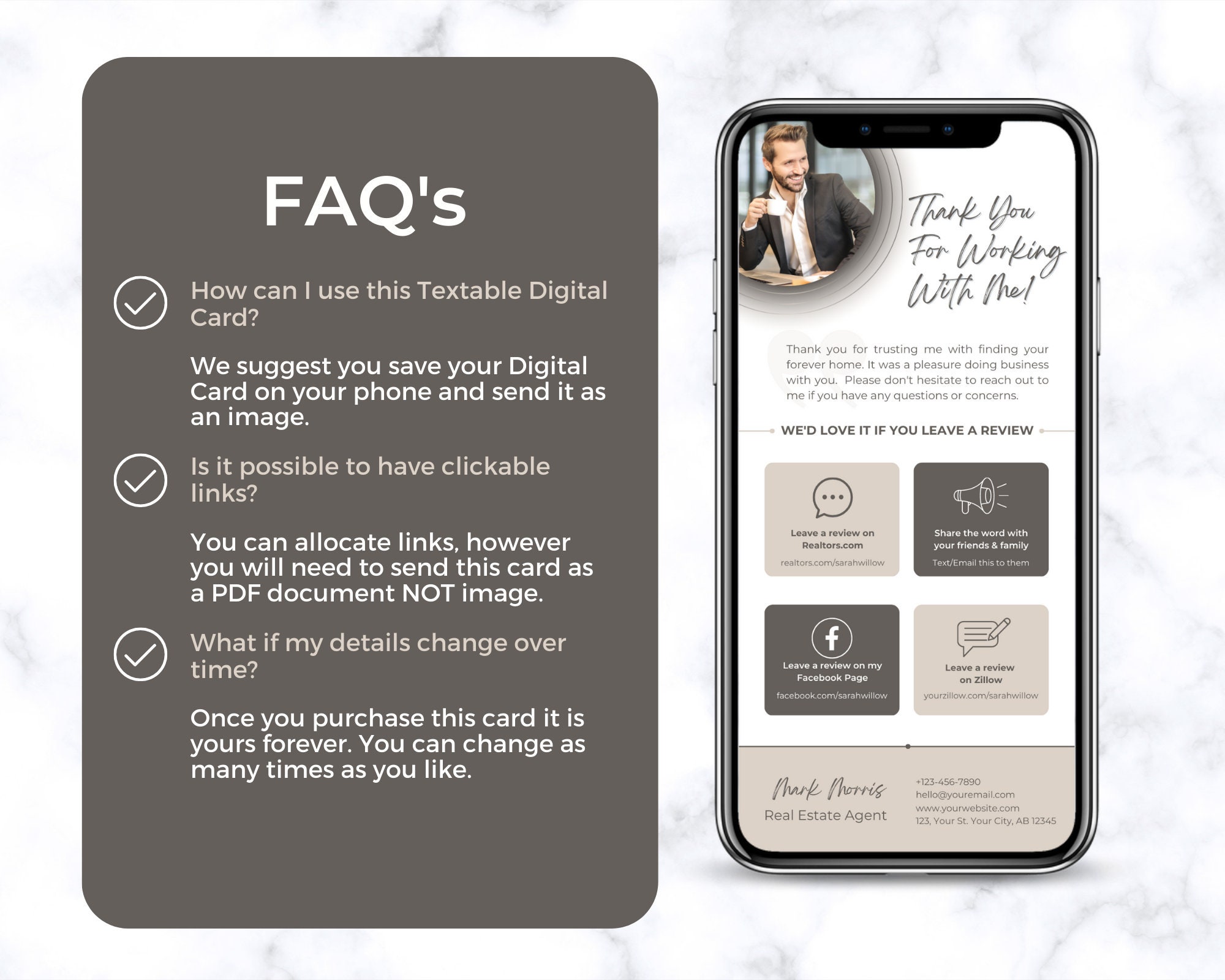 REALTOR Review Request Textable Card Real Estate Agent Branding Canva ...