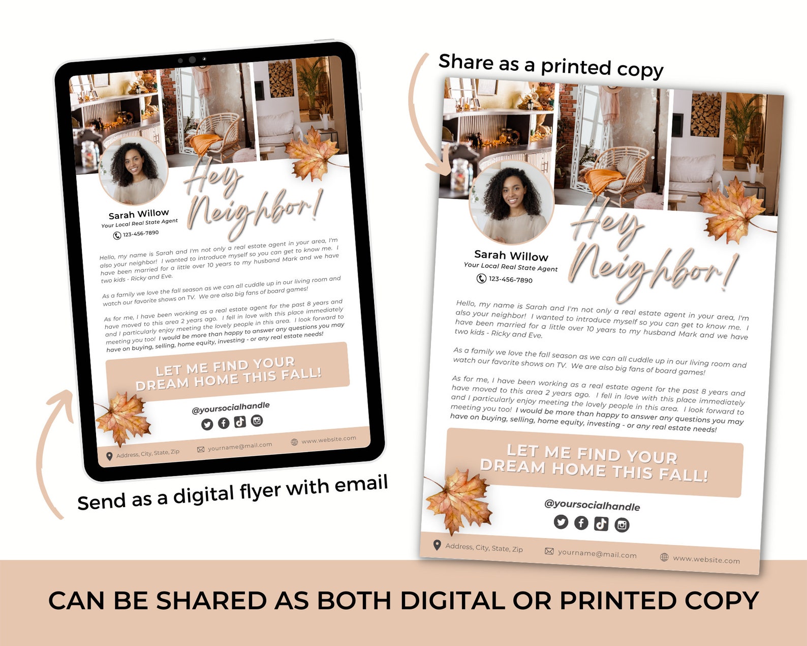 HEY NEIGHBOR | Fall REALTOR Introduction Letter | Real Estate Marketing ...