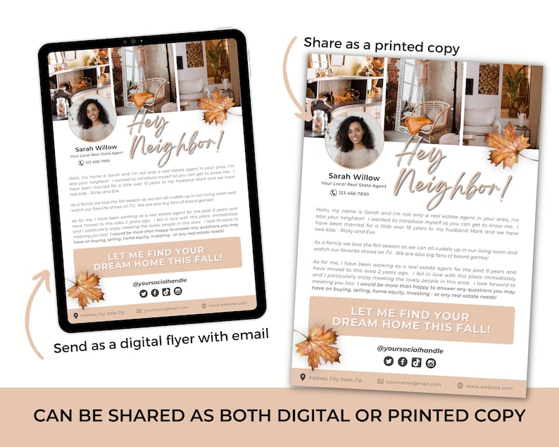 HEY NEIGHBOR | Fall REALTOR Introduction Letter | Real Estate Marketing ...