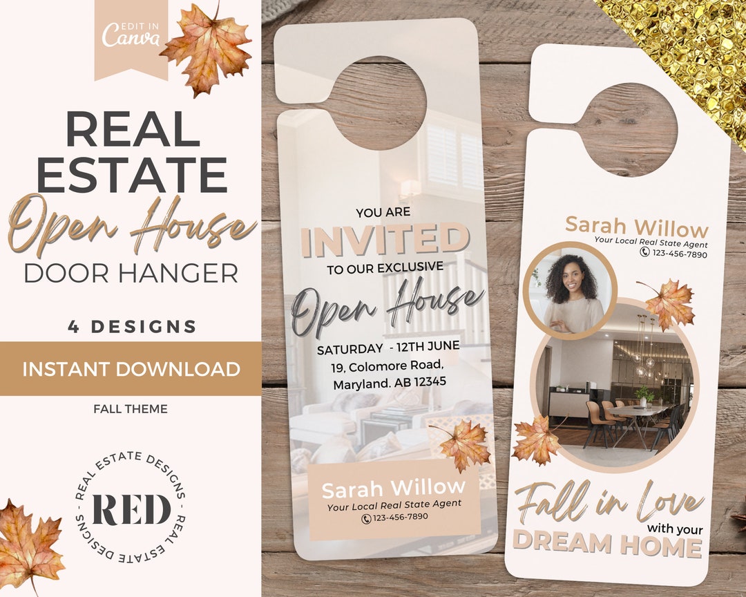 REALTOR Open House Door Hanger | Neighbor Prospecting | Real Estate Marketing | Editable Canva ...