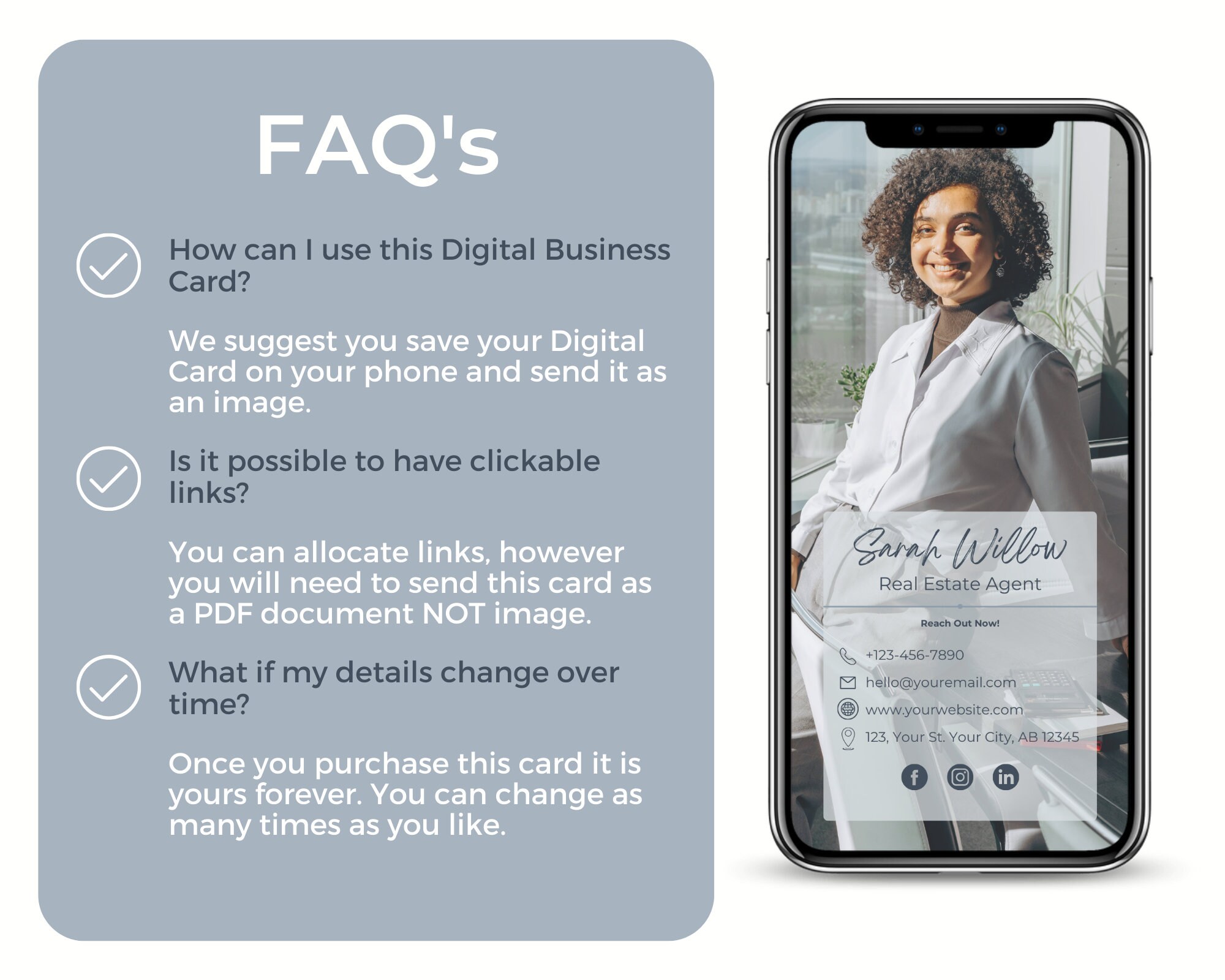 Digital Business Card | Real Estate Business Card | Canva Template | E ...