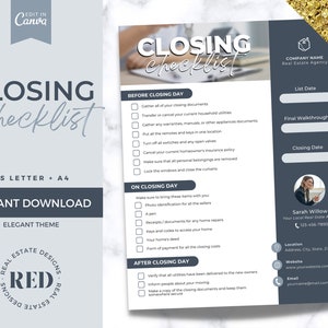 Real Estate Closing Checklist Template | Closing Checklist | Real ...