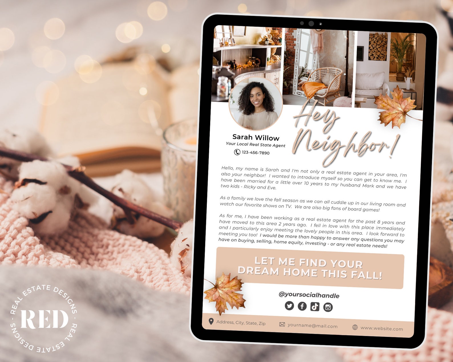 HEY NEIGHBOR | Fall REALTOR Introduction Letter | Real Estate Marketing ...