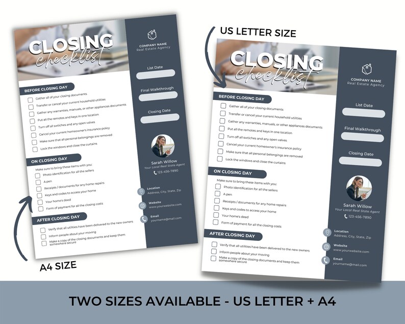 Real Estate Closing Checklist Template Closing Checklist Real Estate ...