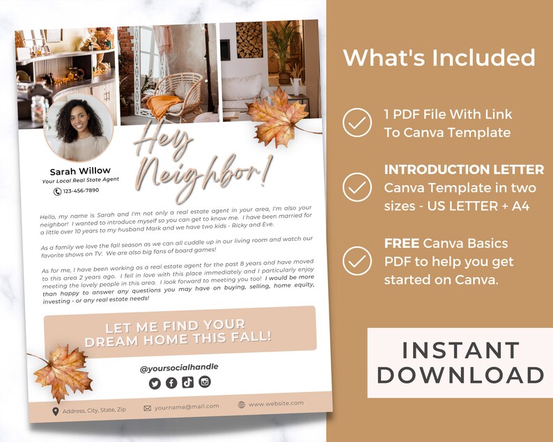 HEY NEIGHBOR | Fall REALTOR Introduction Letter | Real Estate Marketing ...