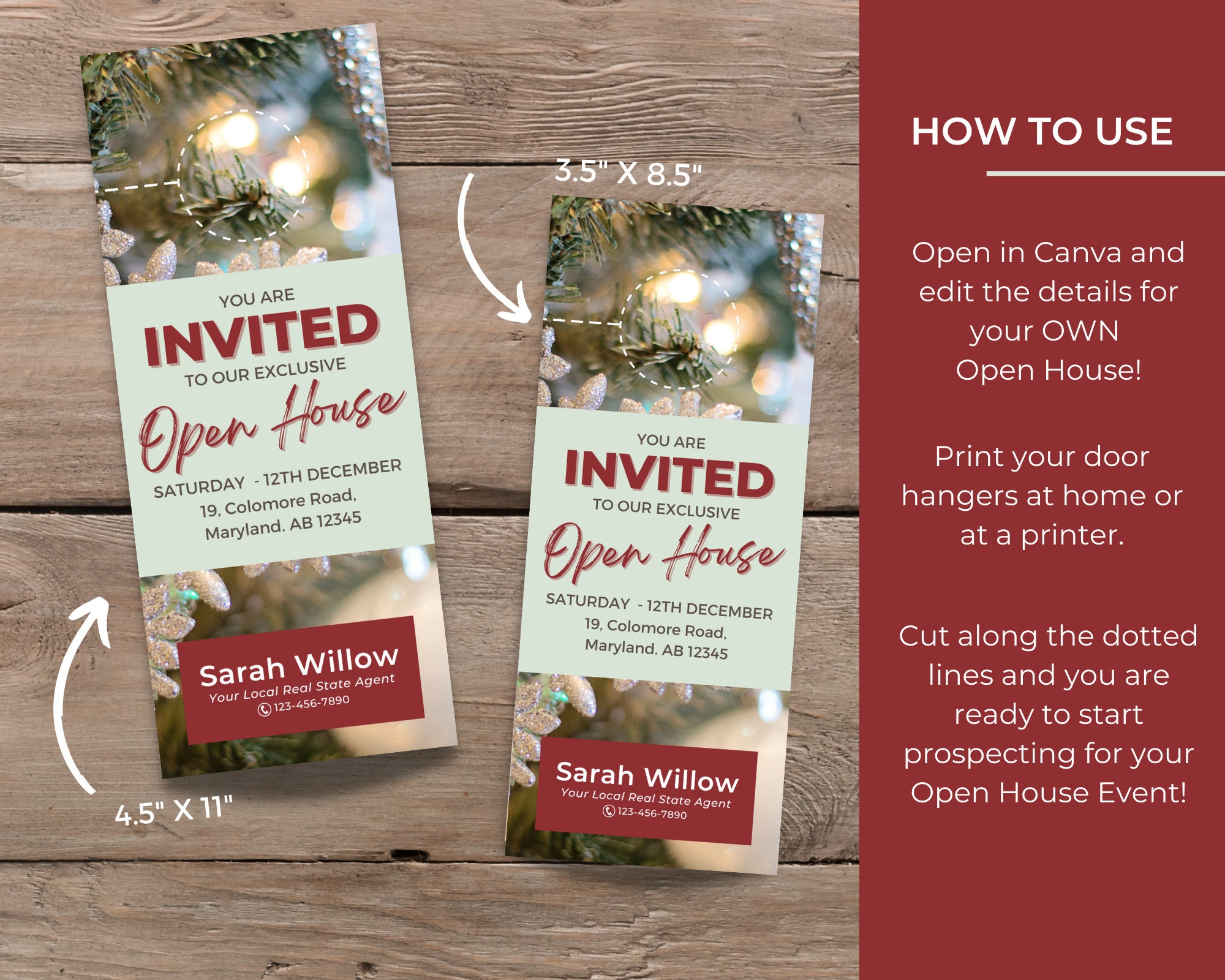 REALTOR Christmas Open House Door Hanger | Neighbor Prospecting | Real ...