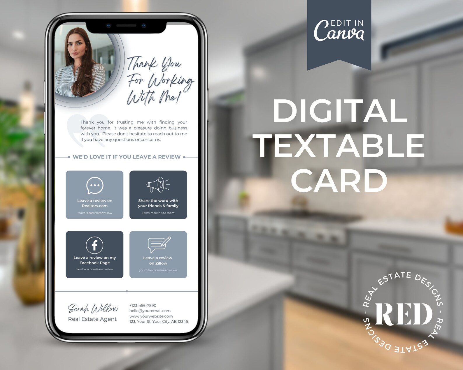 REALTOR Review Request Textable Card | Real Estate Agent Branding ...