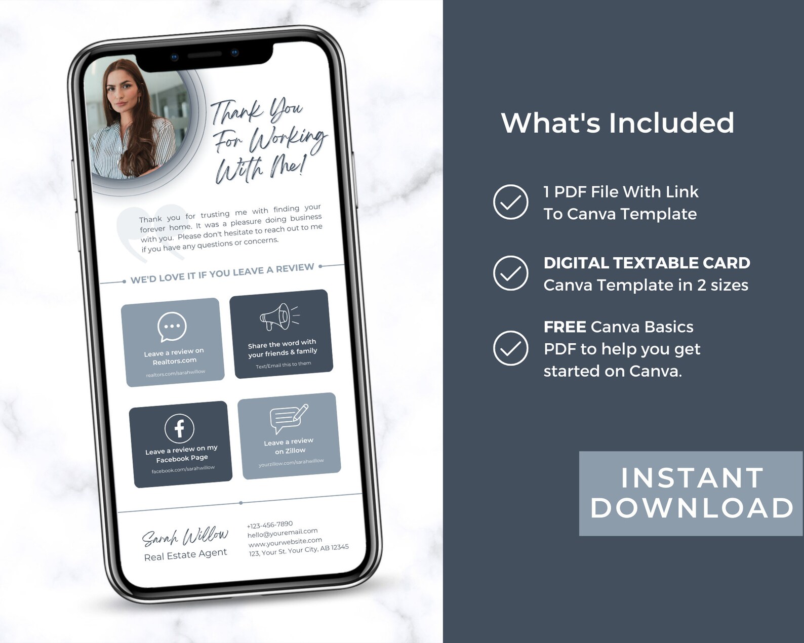 REALTOR Review Request Textable Card | Real Estate Agent Branding ...