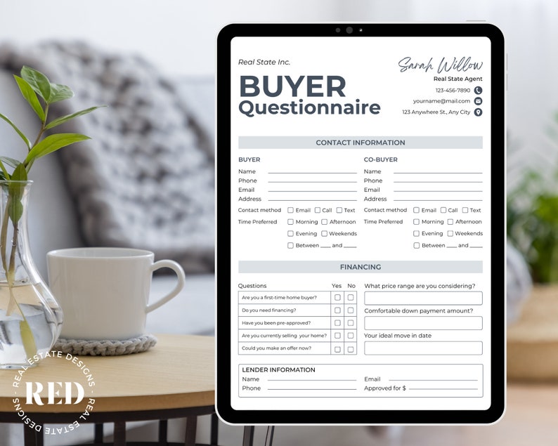 Home Buyer Questionnaire for Real Estate Agents | Realtor Marketing ...